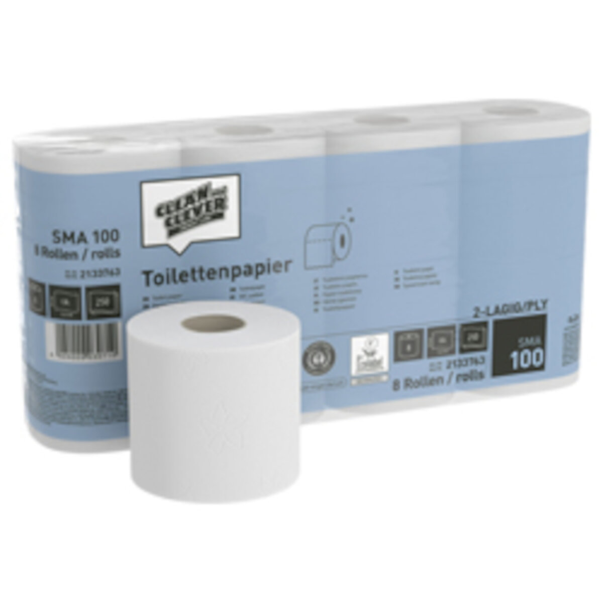 Clean and Clever - SMA100 Topa 2lg naturweiß 8x8Rll á 250 Bl. Tissue ...