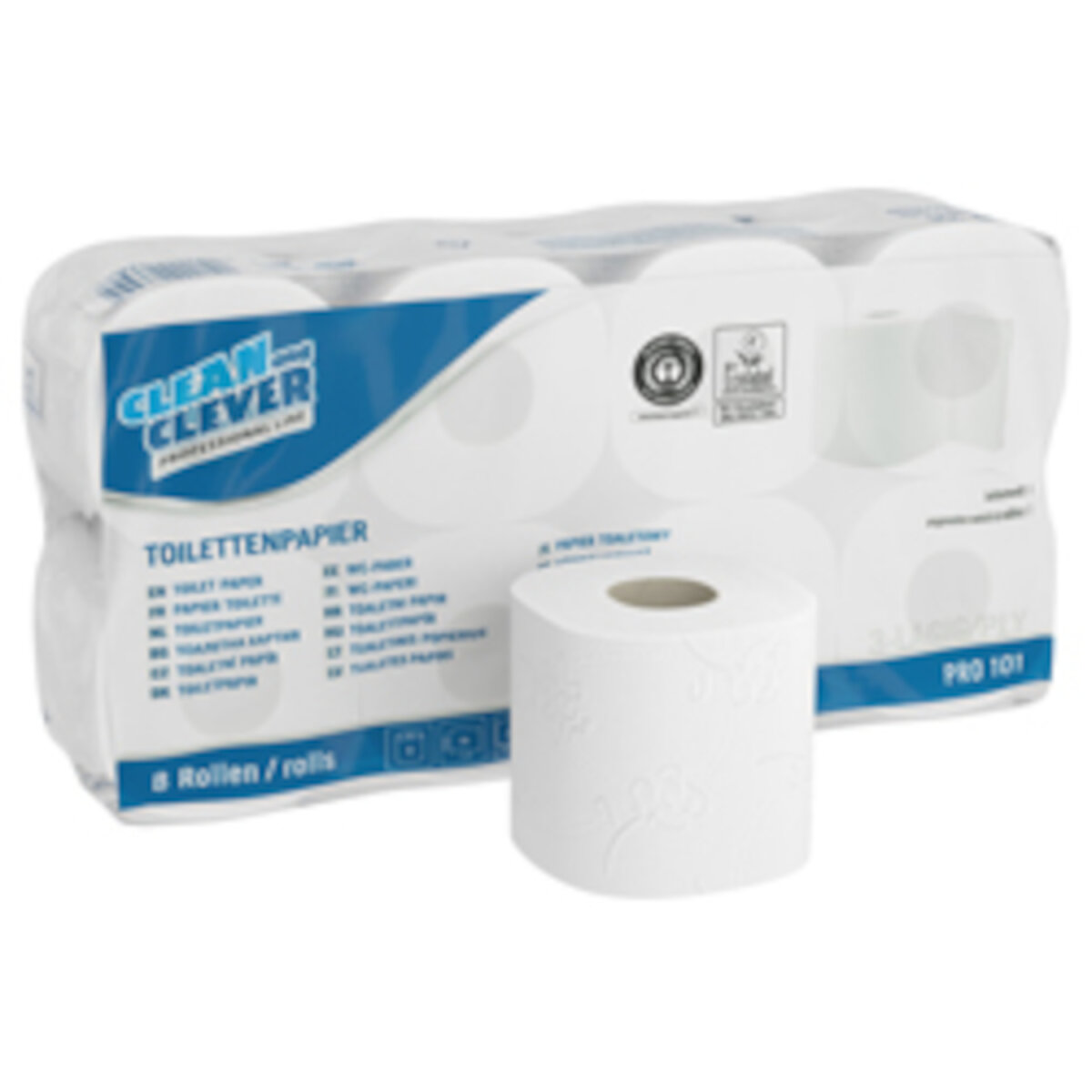 Clean and Clever - PRO101 Topa 3lg hochweiß 8x8Rll à 250 Bl. Tissue, 30 ...
